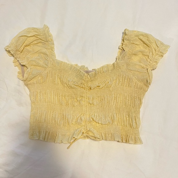 Princess Polly | Tops | Princess Polly Butter Yellow Eyelet Top | Poshmark